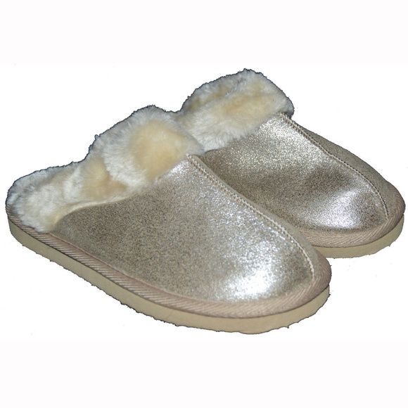 GAP | Shoes | Gap Nwt Metallic Faux Fur Slide Slides Clog Slippers 56 ...